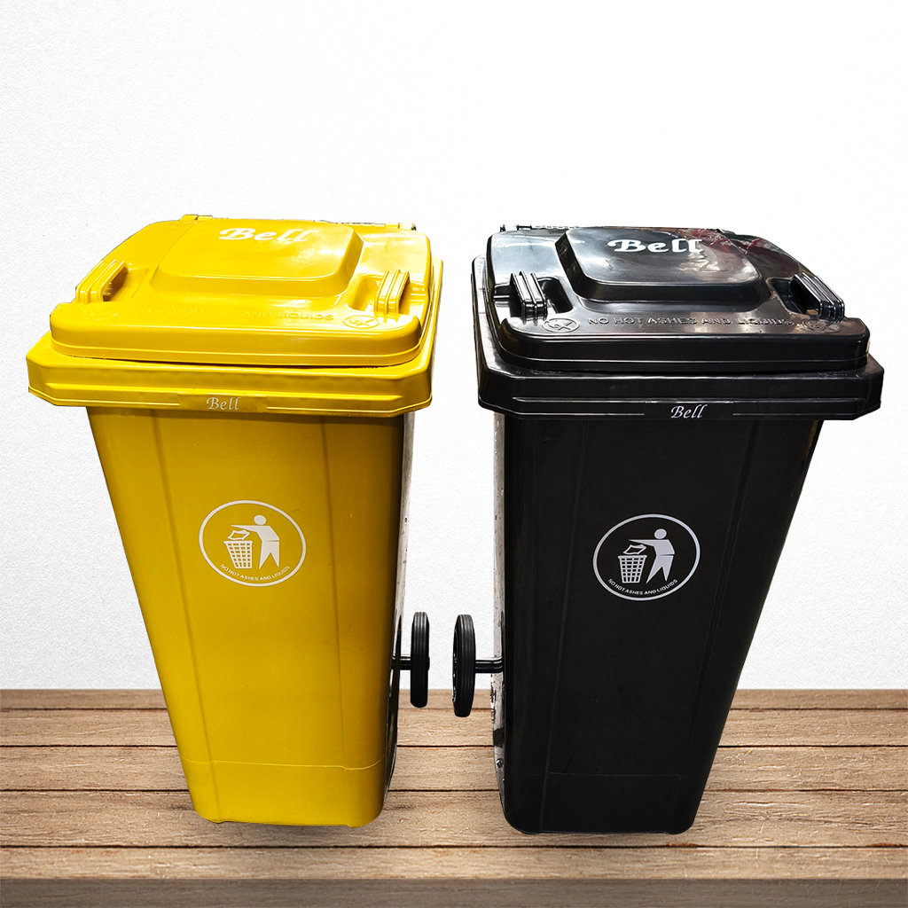 BELL 120L Black / Yellow Dustbin with wheels | Shopee Malaysia