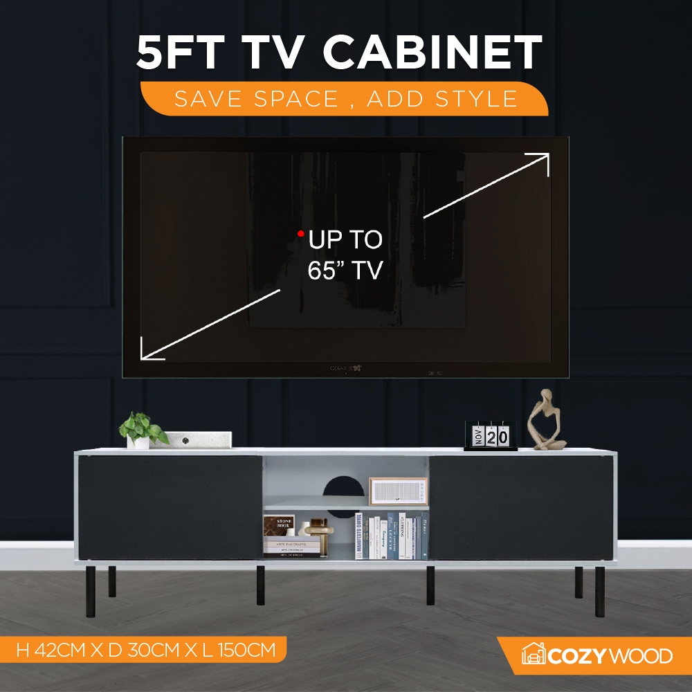 [COZY] 5ft TV Cabinet with Doors/TV Stand/Living Room Furniture/Rak Tv ...
