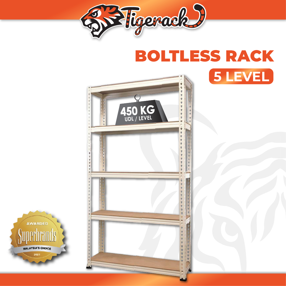 TIGERACK [FREE SHIPPING] Boltless Rack White 5 Levels Shelf Rack ...