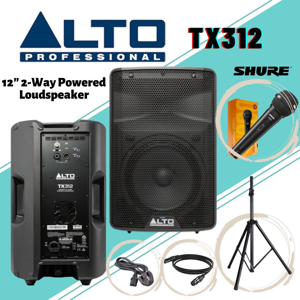 Alto TX312 12" 2-Way Powered Loudspeaker with Mic ,Stand Cable - Each ( TX-312 / TX 312 ...