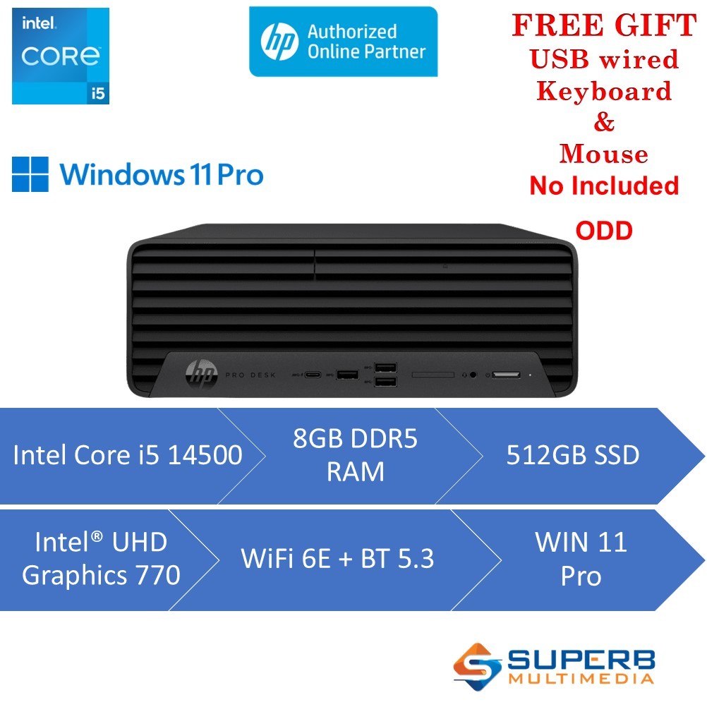 HP Pro Small Form Factor 400 G9 Desktop PC A3MH6PT (Intel Core i5 14th ...