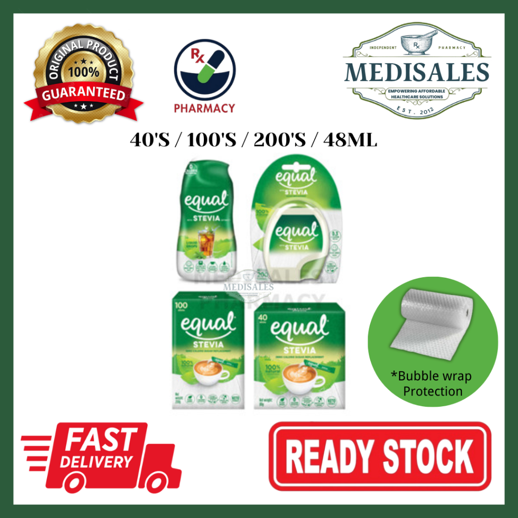 EQUAL STEVIA SACHET STICKS / TAB / DROPS 40'S | 100'S | 200'S | 48ML ...
