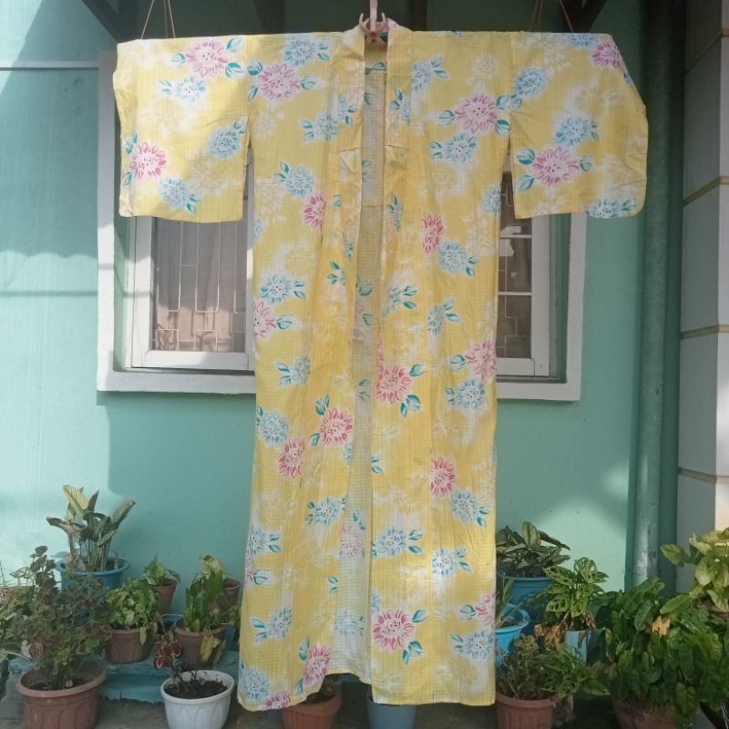 Kimono Yukata Yellow Japanese Traditional Vintage | Shopee Malaysia