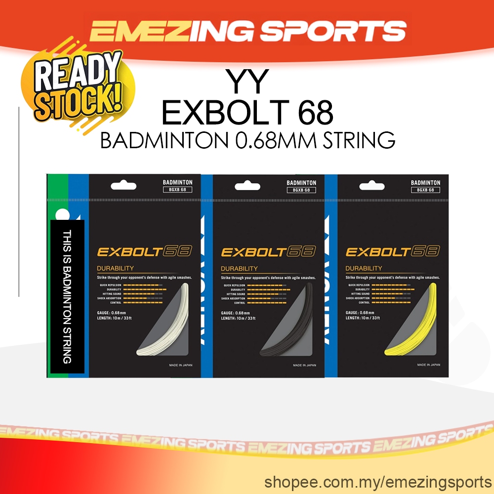 (100% ORIGINAL) YY EXBOLT 68 BADMINTON STRING WHITE / BLACK / YELLOW ...
