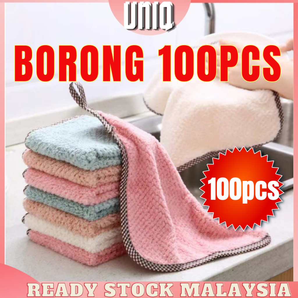 🔥 DOOR GIFT 🔥 BORONG (100 pcs)READY STOCK UNIQ Kitchen Dish Towel Rag ...