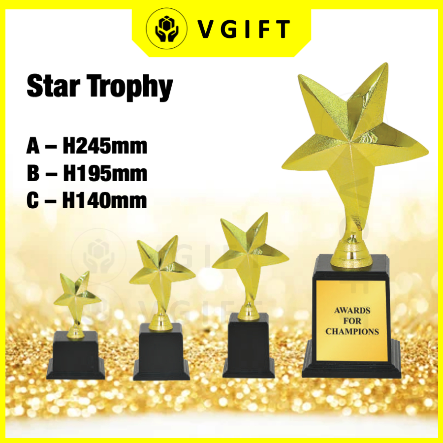 Star TROPHY (19523) Gold + LABEL + LOGO ( HADIAH SUKAN DAN HADIAH ...