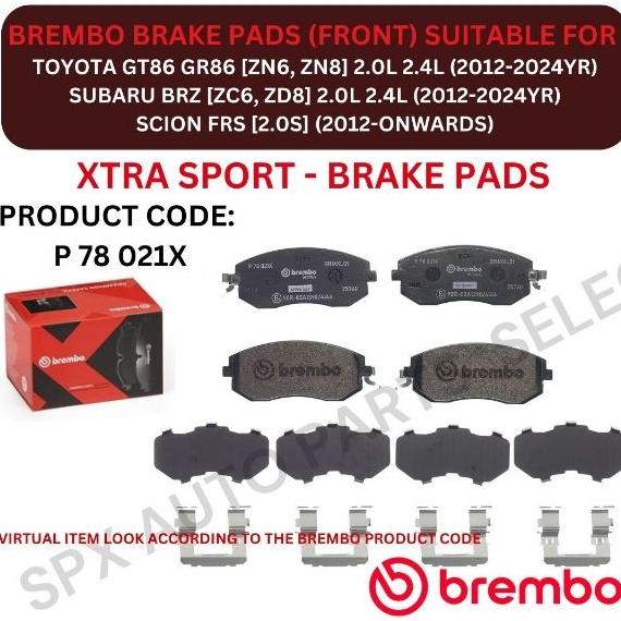 BREMBO GENUINE DISC BRAKE PAD (FRONT) FOR TOYOTA GT86 GR86 [ZN6, ZN8 ...