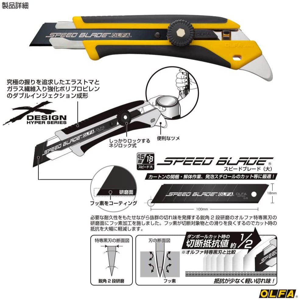 OLFA SPEED HYPER AUTO-LOCK CUTTER KNIFE (18mm Blade) Made In Japan 日本製 | Shopee Malaysia