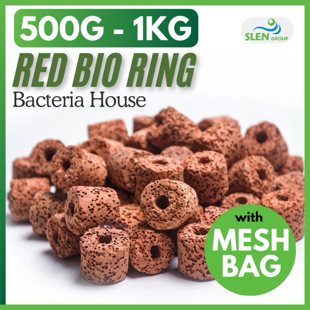 SLEN 500g Bacteria House Ring Aquarium Bio Filter Media Red Ring Filter ...