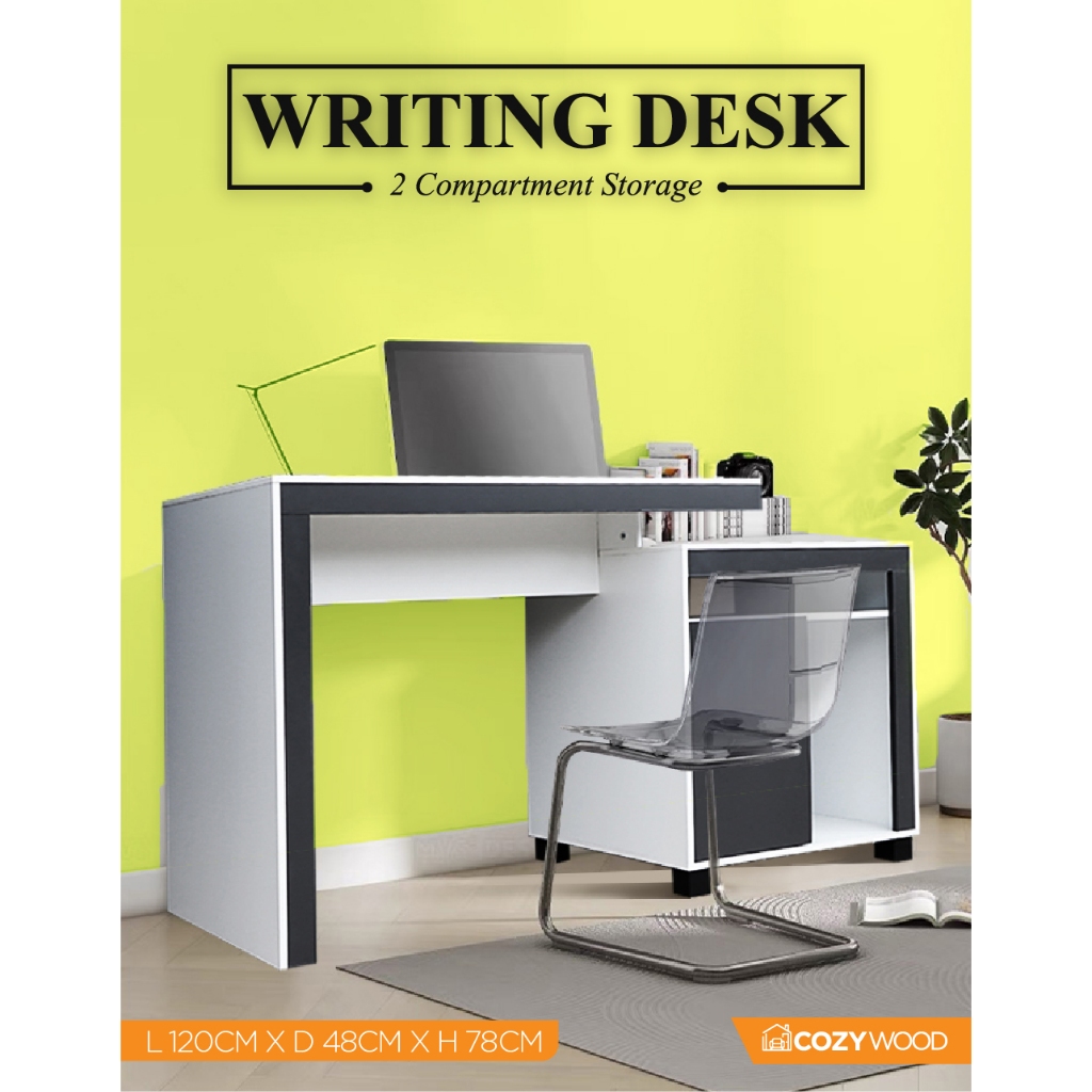 [COZY] Writing Desk with 2 Compartment Storage with Door/OMBRE Series ...