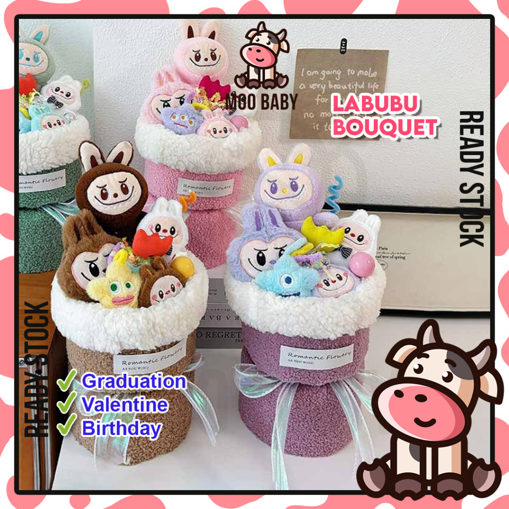 ⭐Moo Baby Labubu Bouquet Labubu Flower Graduation Bouquet Convo Hadiah ...