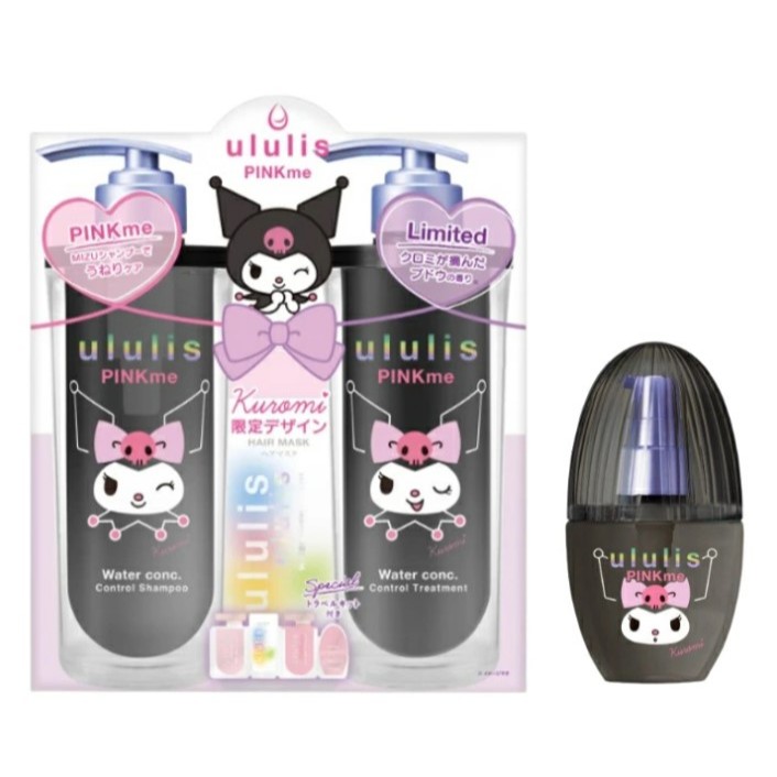 Set of 3 Ululis Kuromi Shampoo&Treatment&Hair Oil Set Japan Limited Edition Travel Kit Set Pink ...