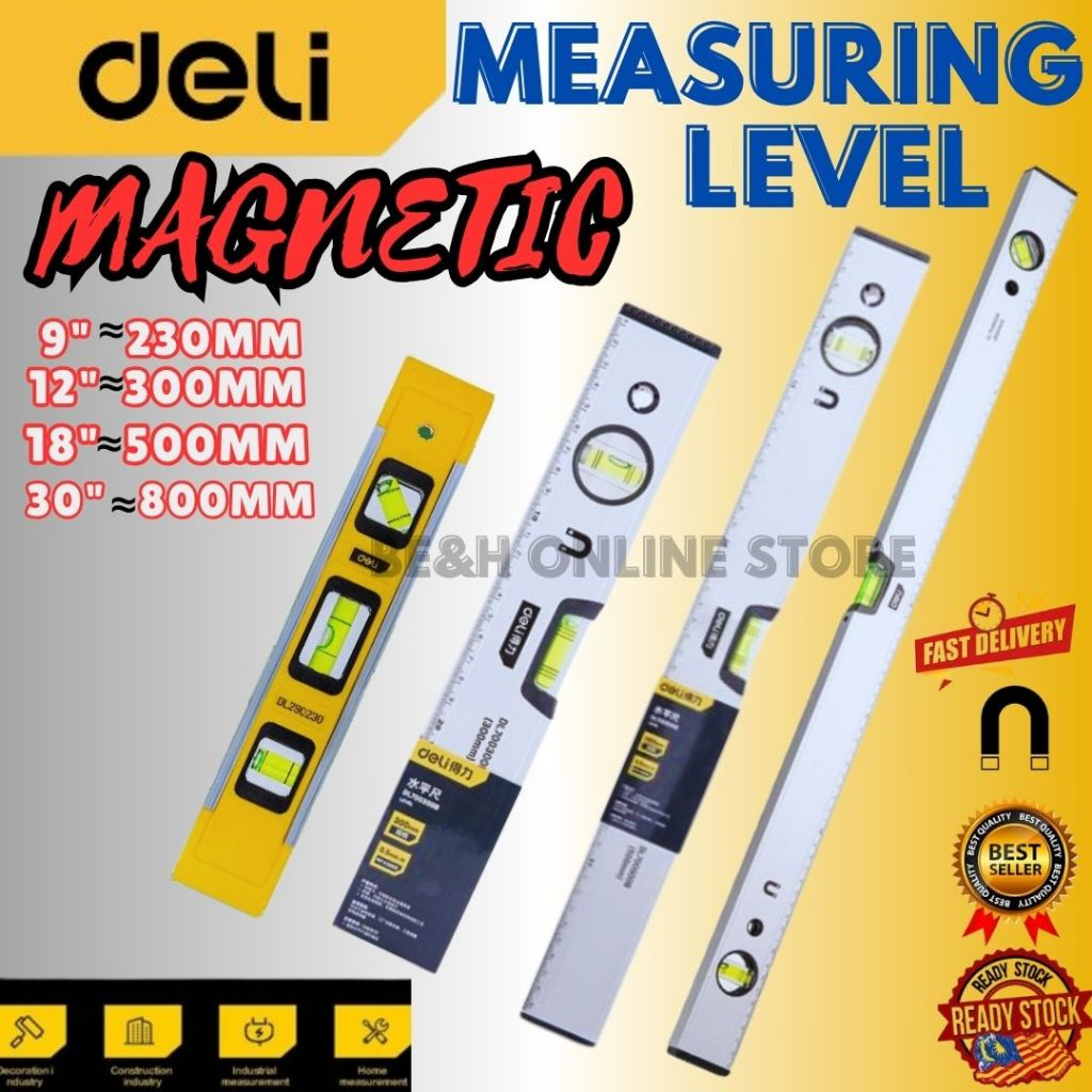 Magnetic Sprit Level DELI Water Level Ruler Measuring Magnetic Tool ...