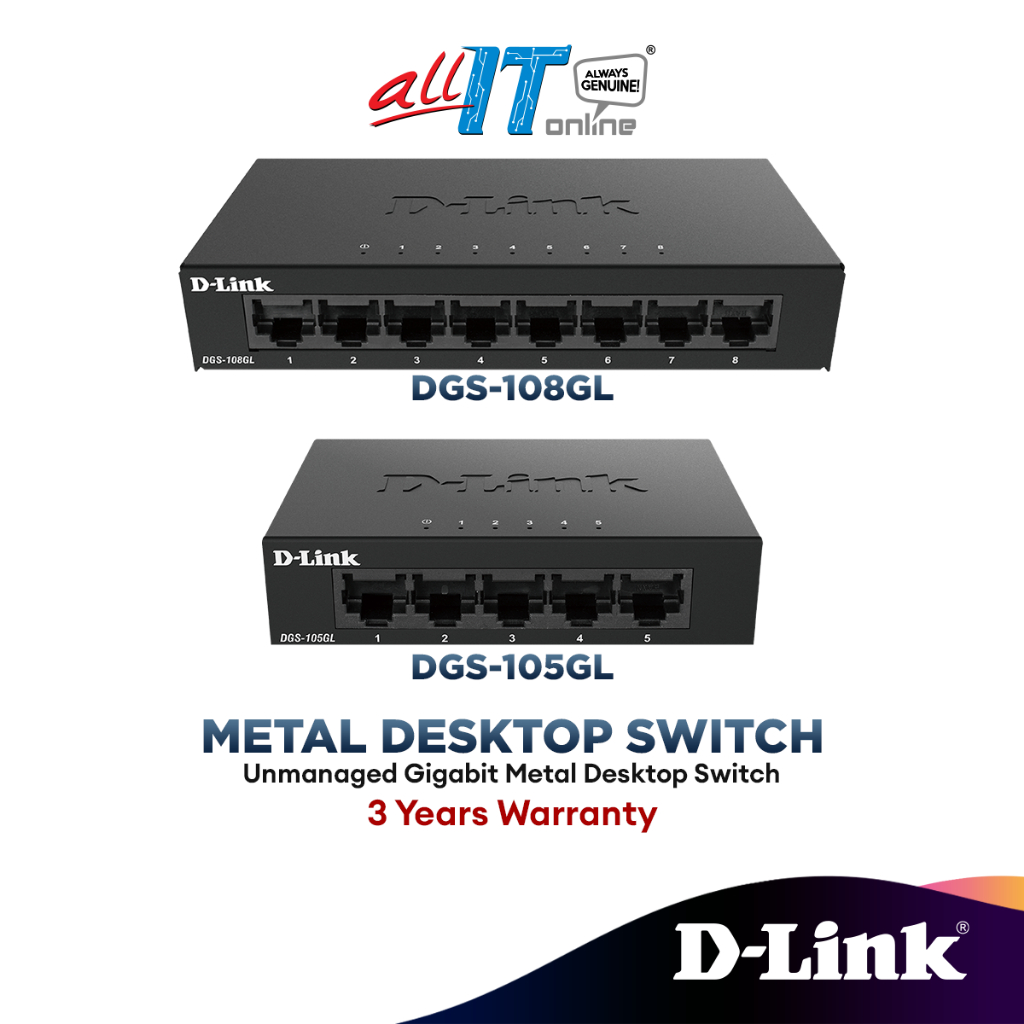 D-Link Unmanaged Gigabit Metal Desktop Switch DGS-105GL/DGS-108GL ...