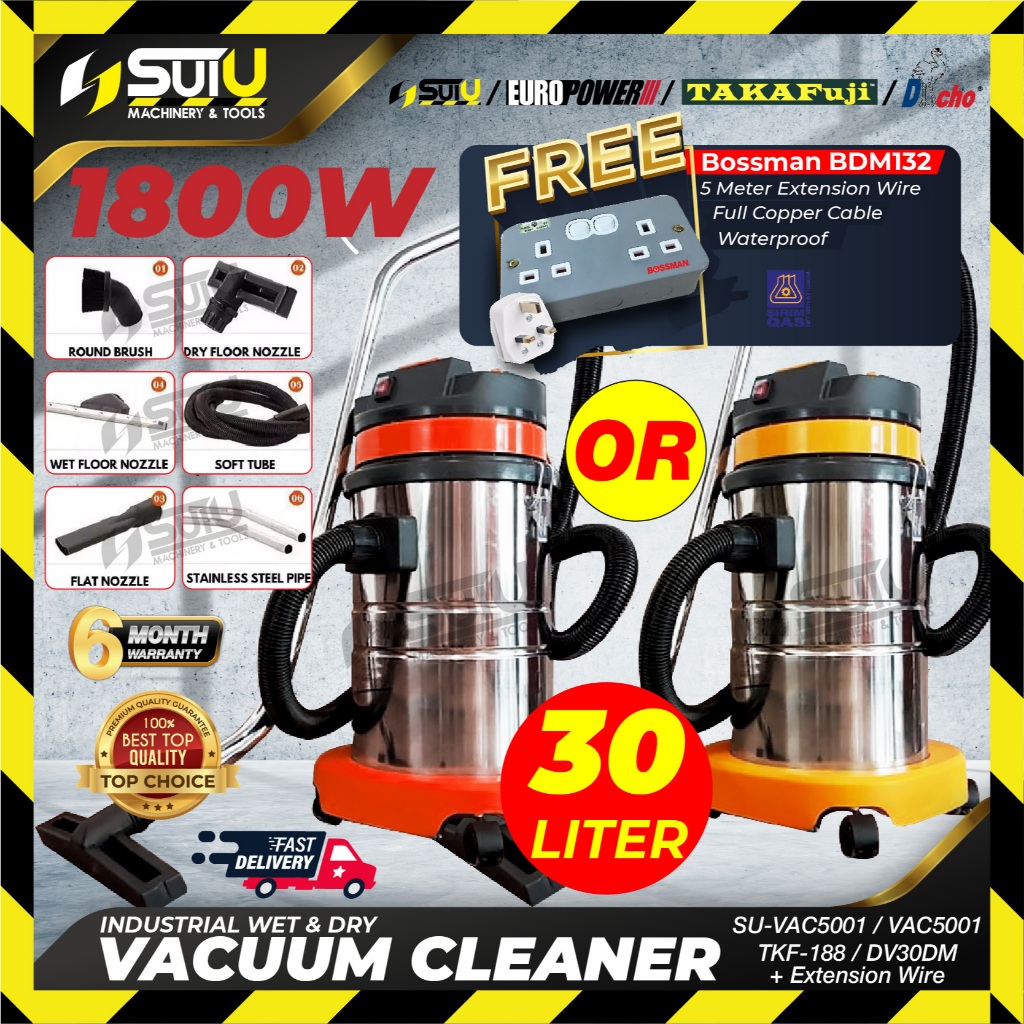 SUIU / EUROX / TAKAFUJI / EUROPOWER / DACHO VAC5001 / TKF-188 / DV30DM 30L Commercial Wet & Dry ...