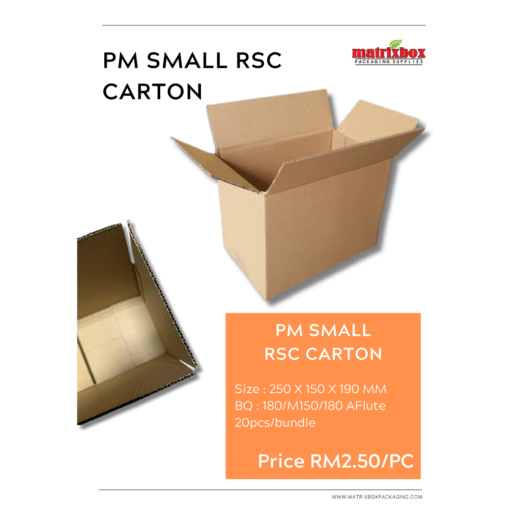 Pm Small Rsc Carton 250 x 150 x 190 MM Single Layer Aflute 20pcs/pack ...