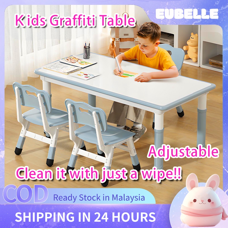 Kids Graffiti Table Drawing Table With Chair Height Adjustable Learning ...