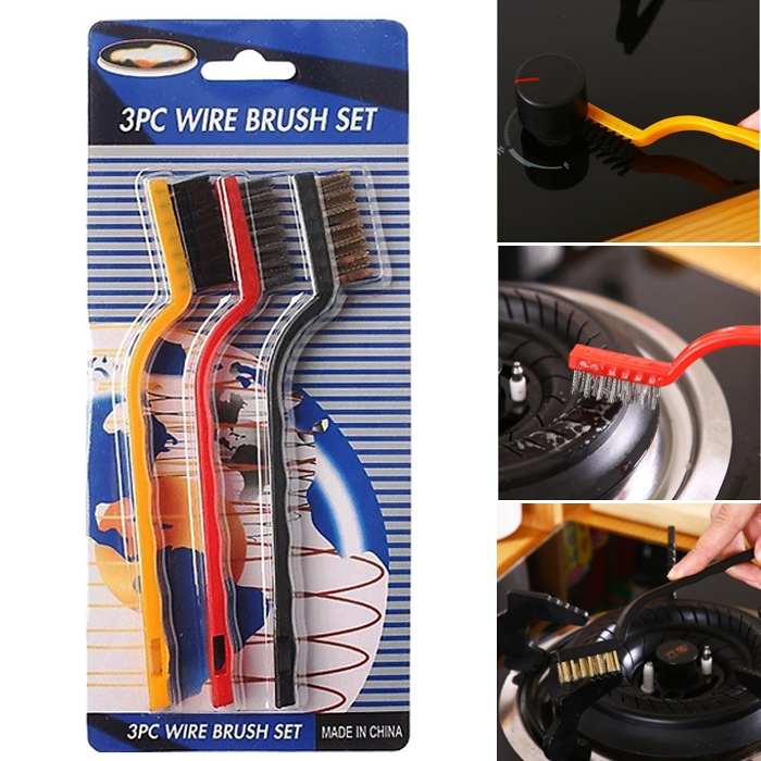 Wire Brush Set Gas Stove Clean Nylon Copper Brushes Kitchen Range Hood ...