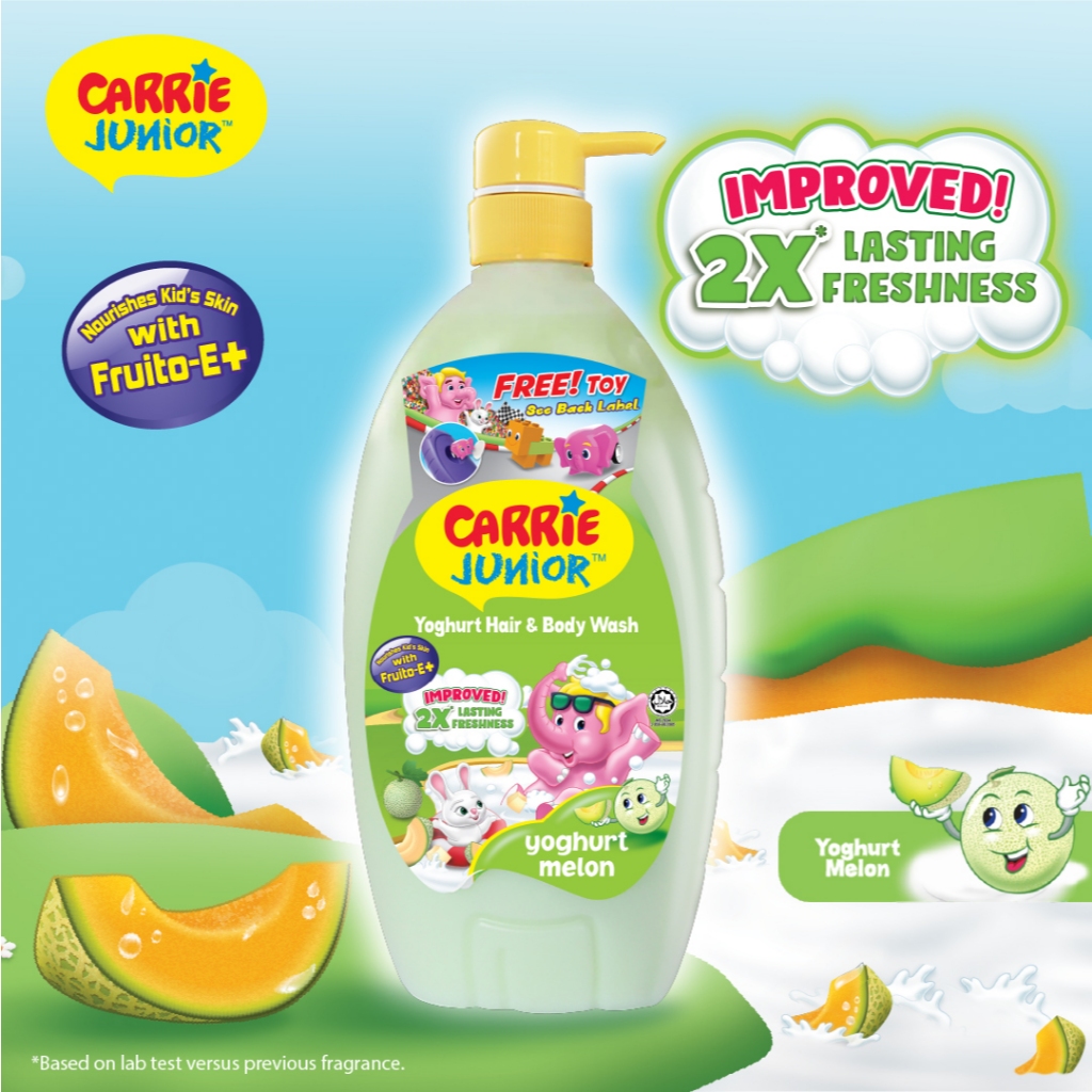 CARRIE JUNIOR Hair & Body Wash - Melon Yoghurt (1kg x3) [Free Toy ...