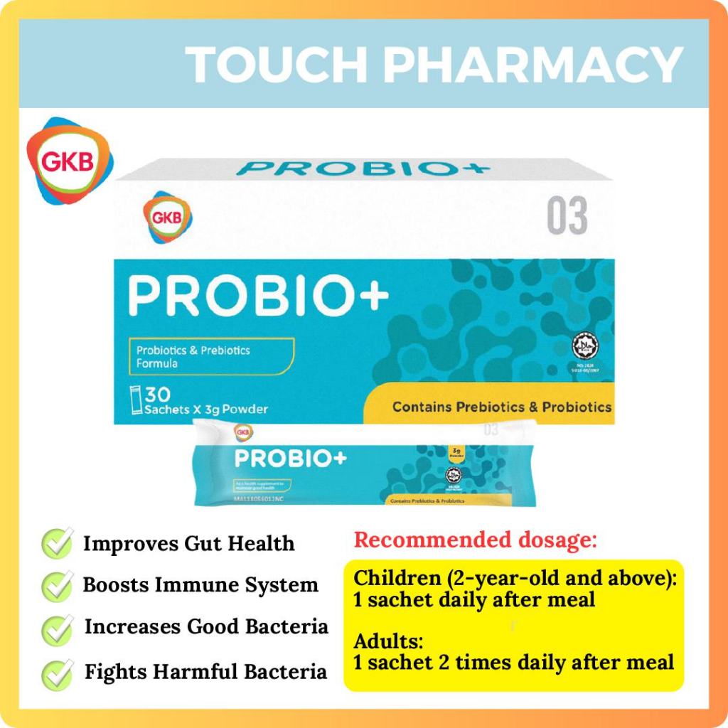 GKB Probio+ Probiotics & Prebiotics Formula 3g x 30‘s/BOX | Shopee Malaysia