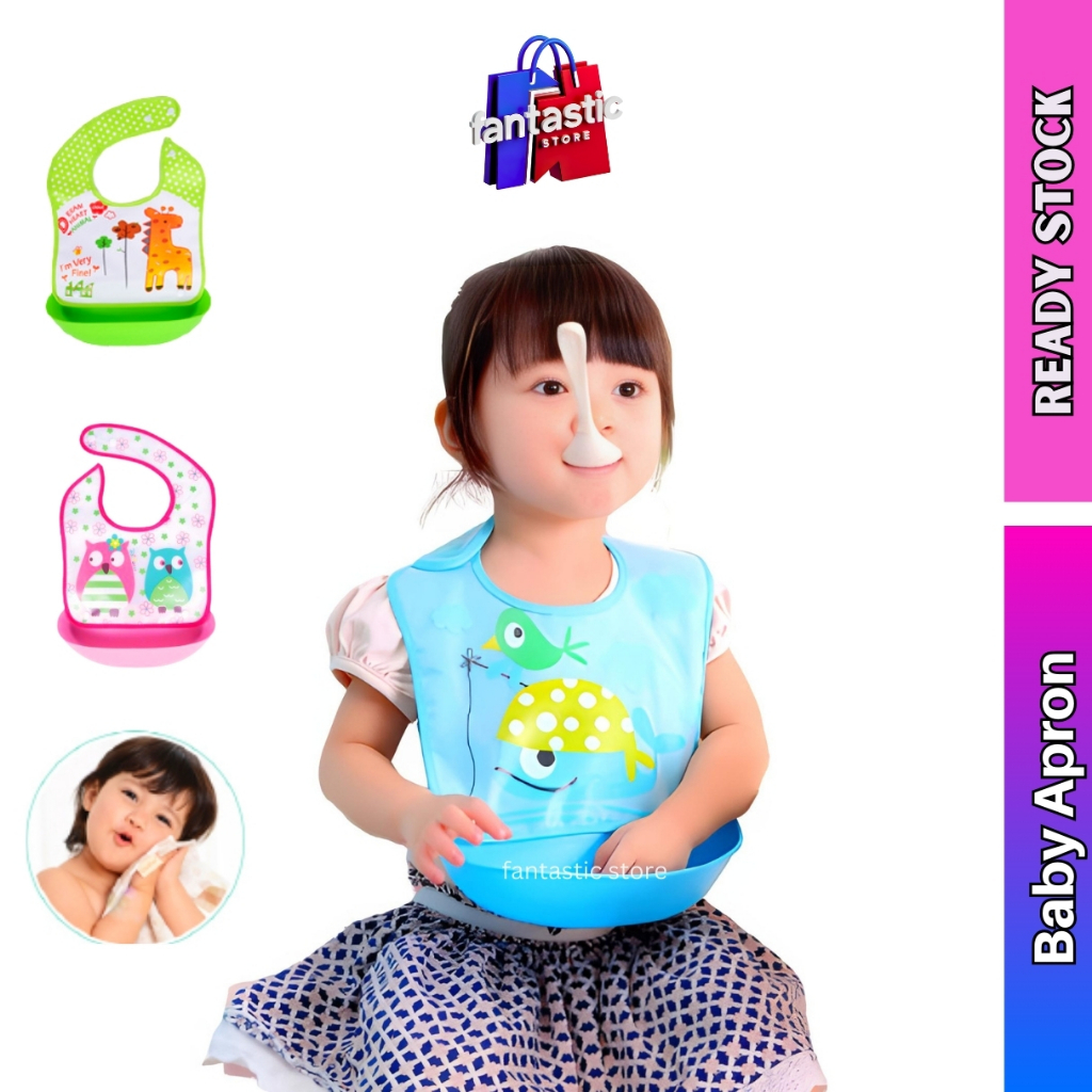 Baby Apron eating bibs Silicone waterproof food feeding apron baby ...