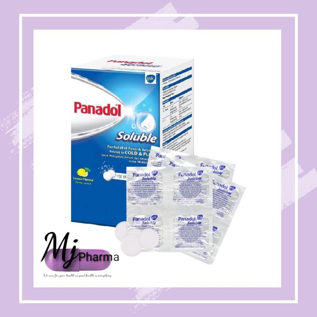 Panadol soluble 500mg 4 effervescent tablets per strips 30 strips per ...