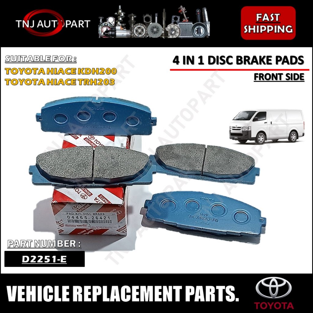 FRONT BRAKE PADS - TOYOTA HIACE KDH200 / TRH203 (04465-26421) (04465 ...