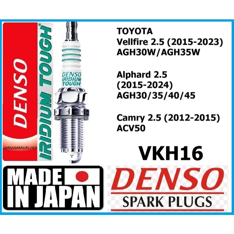[100% ORIGINAL] DENSO Iridium Tough VKH16 spark plug Toyota Vellfire Alphard Camry 2.5 AGH30 ...