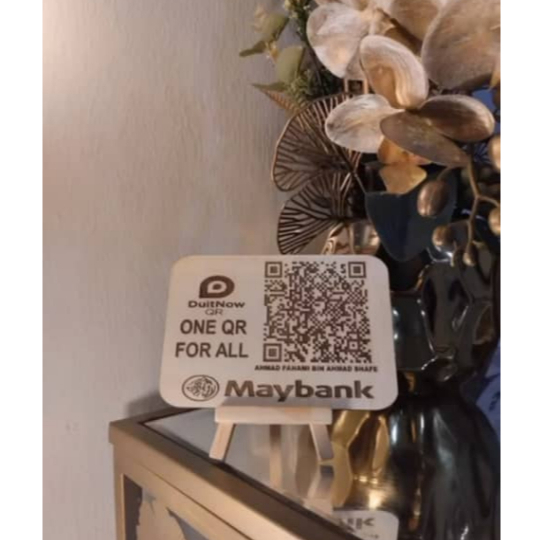 Customized Engraved Wooden QR Code Sign with Stand E-Wallets (MAE ...