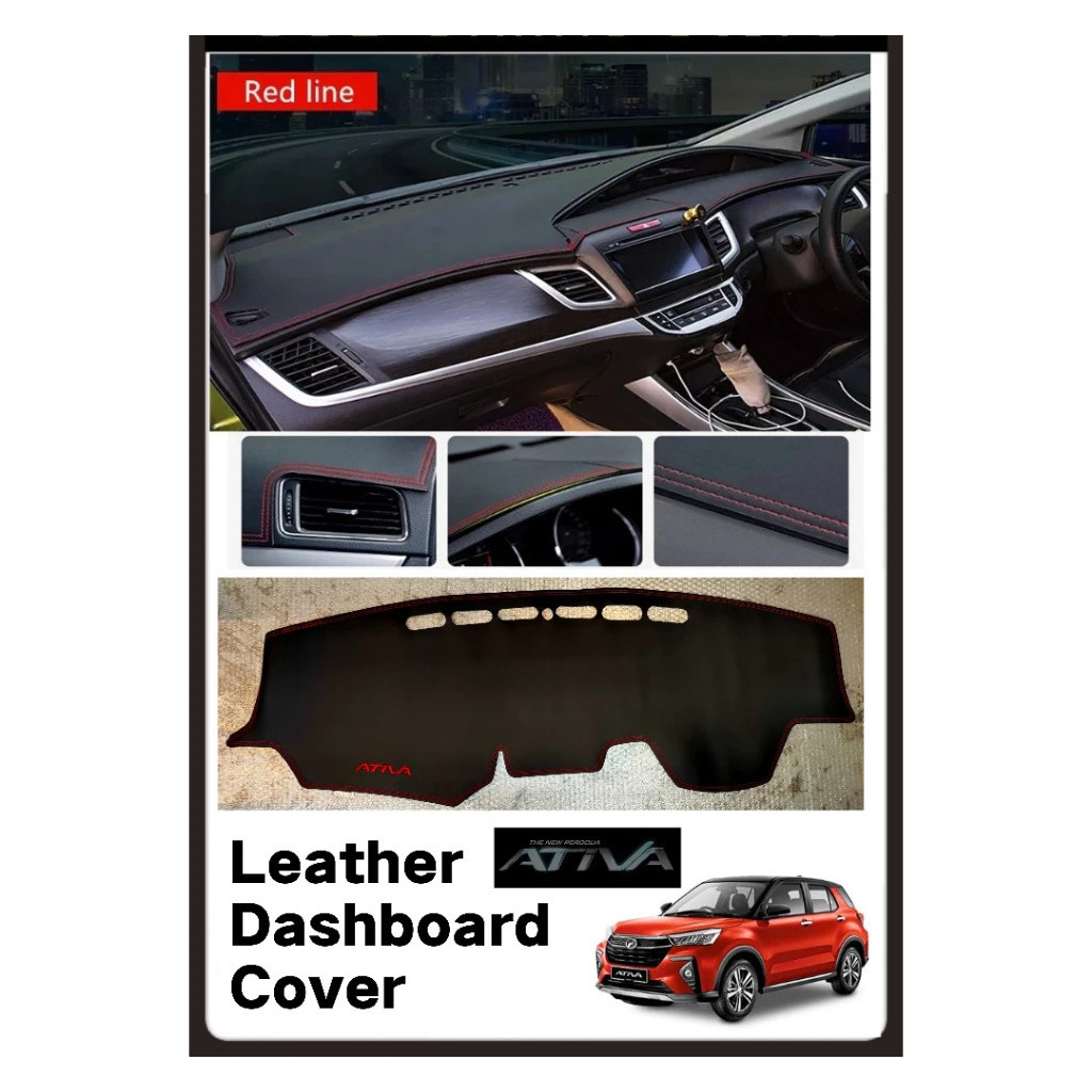 PERODUA ATIVA Car Leather Dash Mat Dashboard Cover - Red Line ...