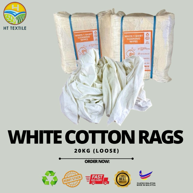 UNSEWN WHITE COTTON RAGS / KAIN LAP PUTIH / CLEANING CLOTH WHITE (LOOSE ...