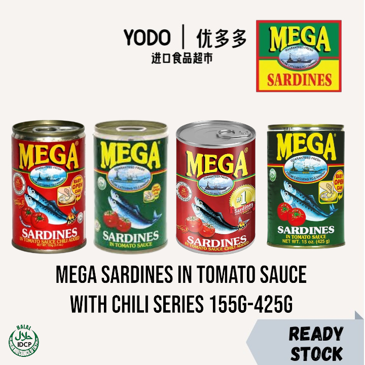Mega Sardines In Tomato Sauce With Chili Series 155g-425g | Shopee Malaysia
