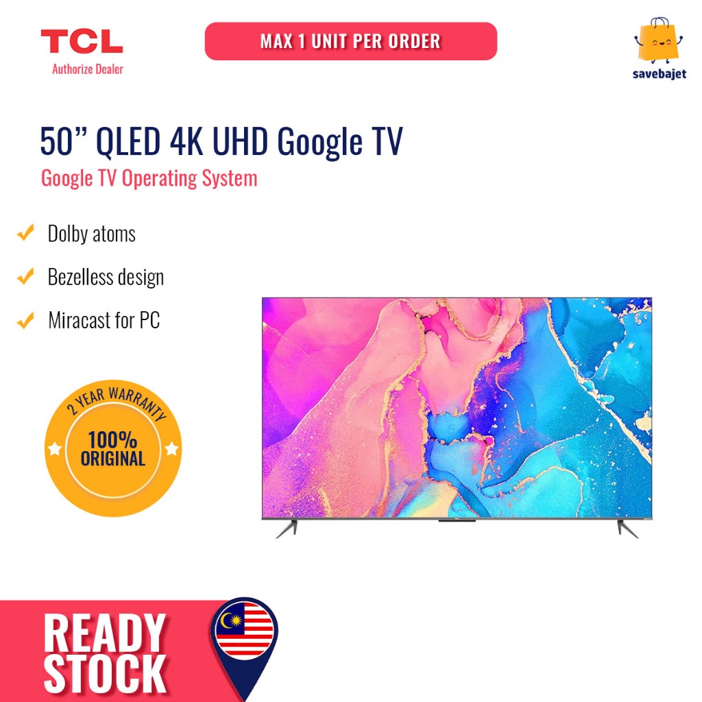 TCL QLED UHD 4K Android TV (50") 50C635 | Shopee Malaysia