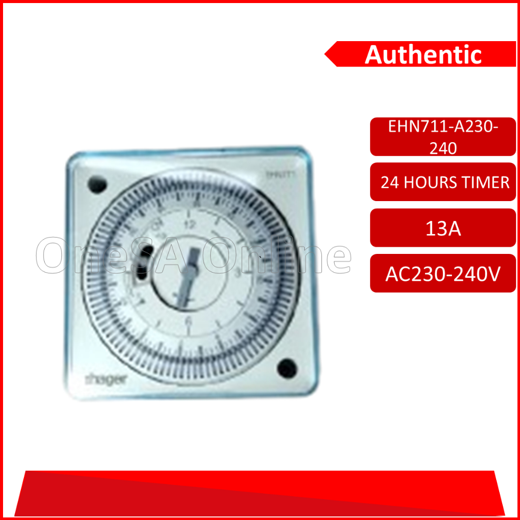 HAGER 24 HOURS TIMER WITH BUILT IN BATTERY 13A AC230-240V(EHN711-A230 ...