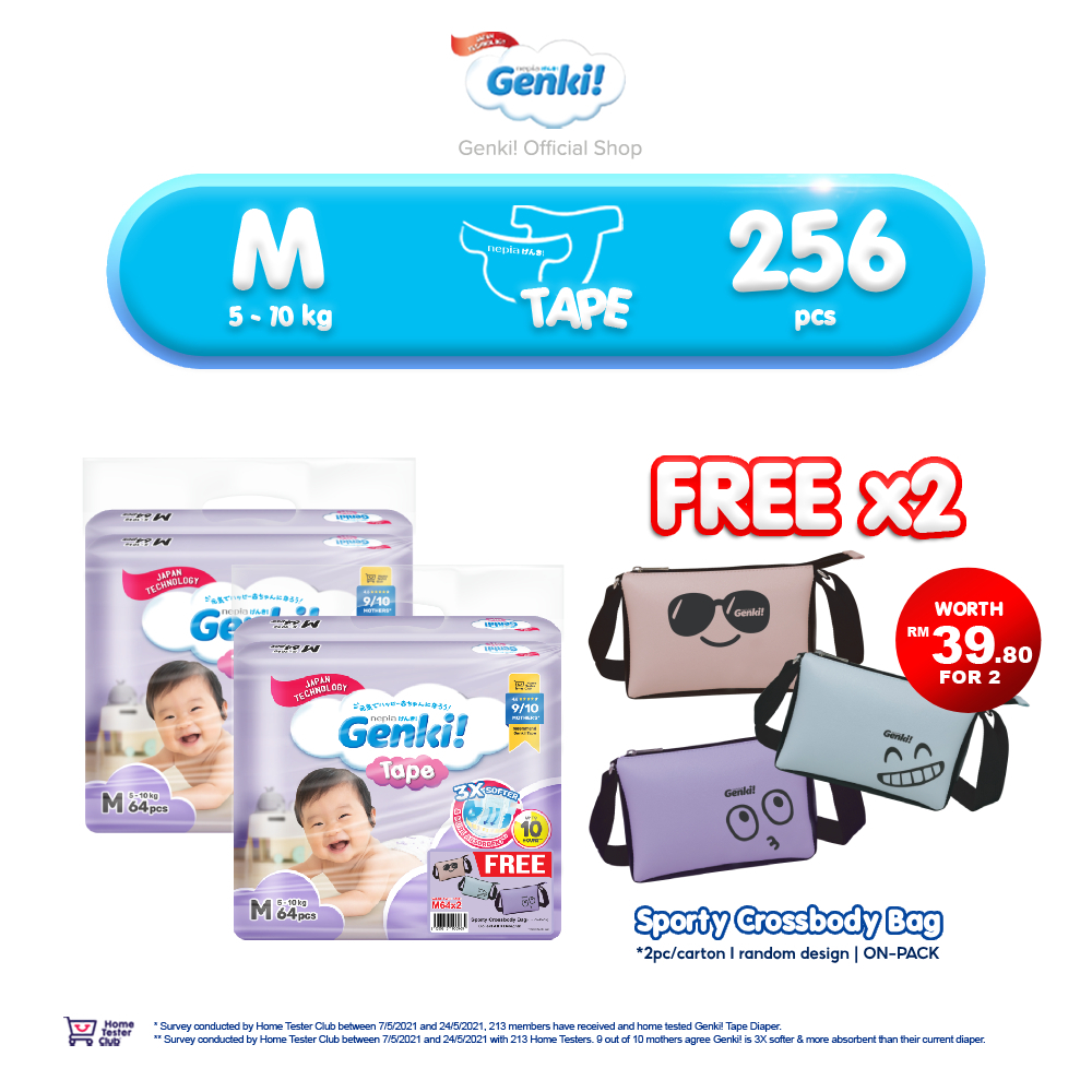 [DOUBLE TWIN PACK] Genki! Tape Mega Diapers Baby (M64/L54/XL42 x 2) (x ...