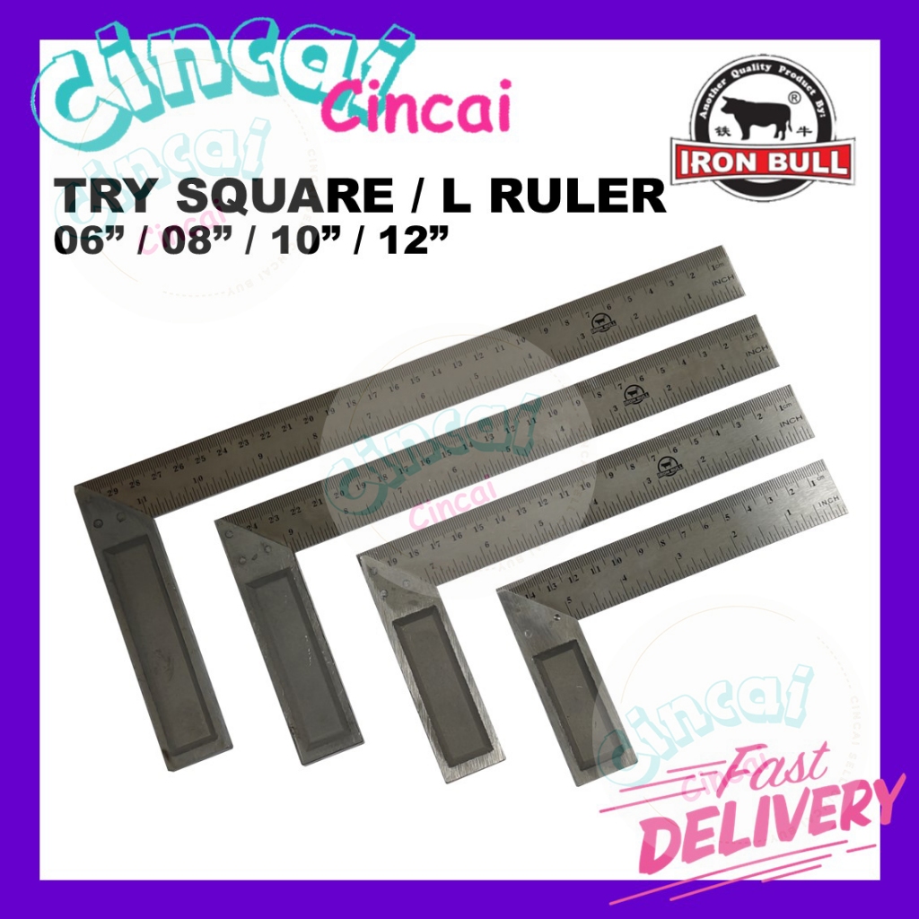 TRY SQUARE STAINLESS STEEL CARPENTER SQUARE SCALE RULER TOOL S/S ...