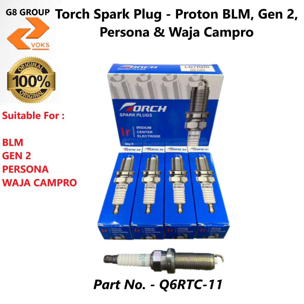 Torch Spark Plug - Proton BLM, GEN 2, PERSONA & WAJA CAMPRO ( Q6RTC-11 ...
