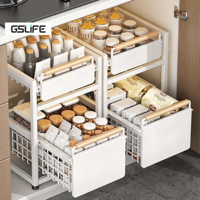 GSLife⭐Ready to Use⭐Kitchen Pull Out Drawer Organizer Pull Out Basket ...