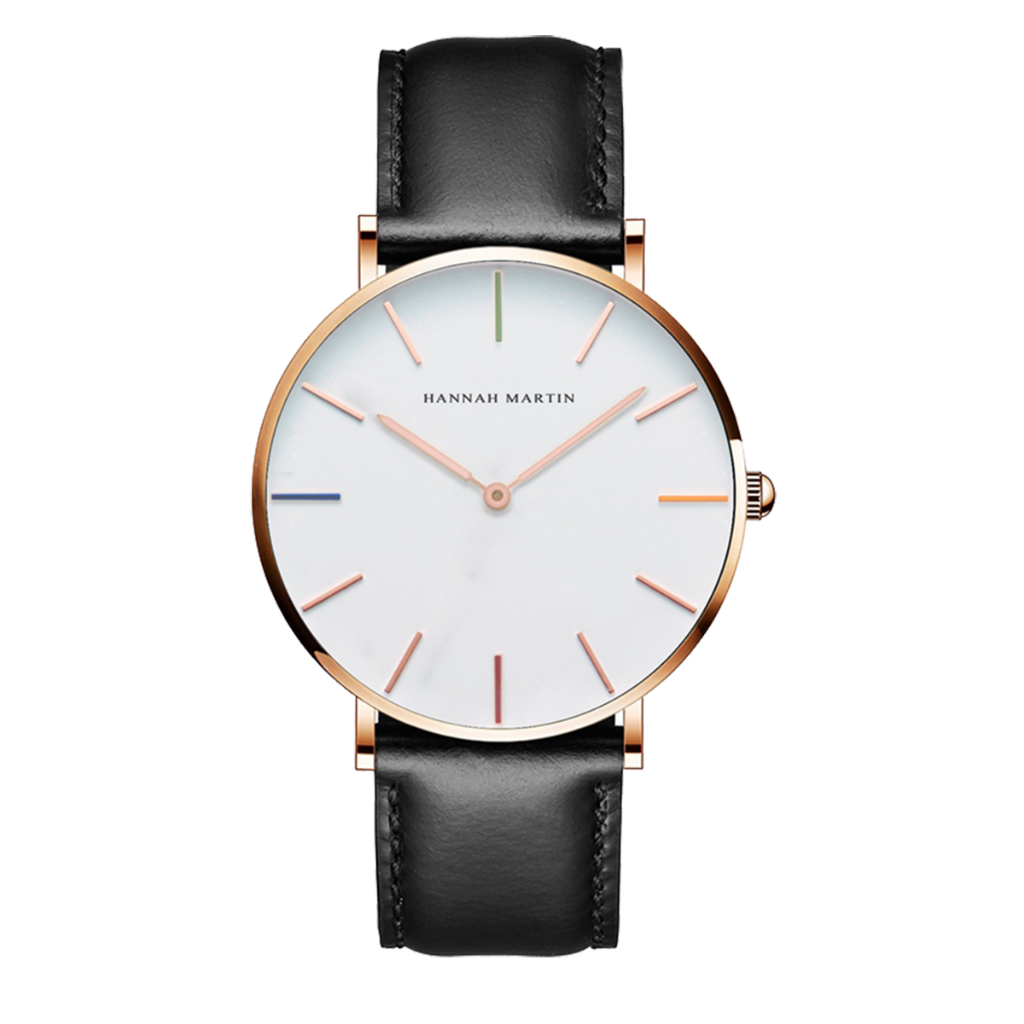 Hannah Martin Hue Men Genuine Leather Quartz Watch - Black (40mm ...