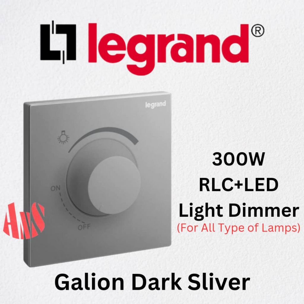Dark Sliver - Legrand Galion Rotary Light Dimmer with Neutral 300W RLC ...