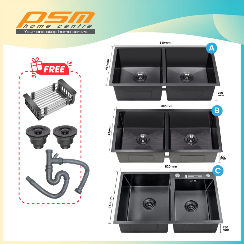NANO Stainless Steel 304 Material Kitchen Double Sink Sinki Dapur NANO ...
