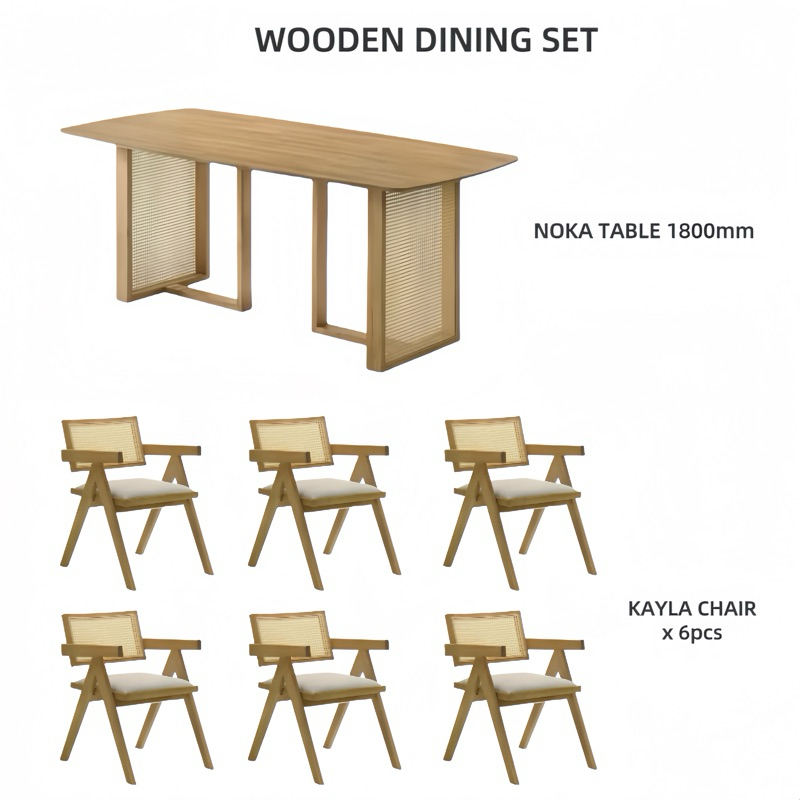 HS FURNITURE | WOODEN DINING SET | NOKA TABLE | KAYLA CHAIR | MEJA ...