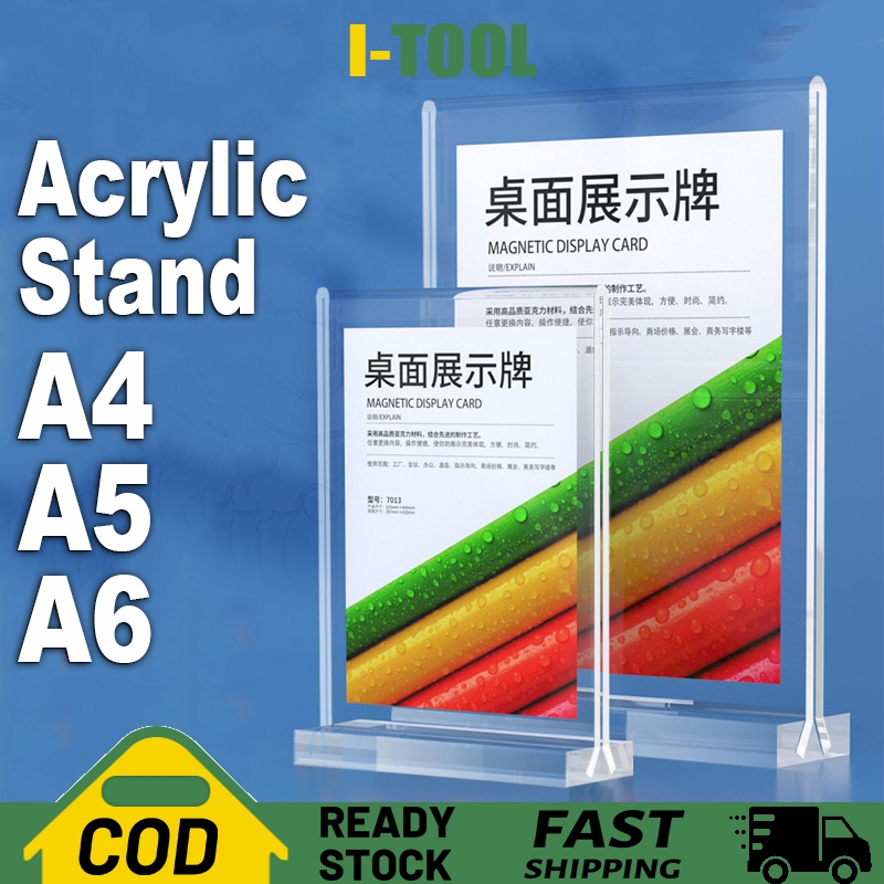 A4 A5 A6 Size T-Shape Acrylic Stand Card Holder Display Stand | Shopee ...