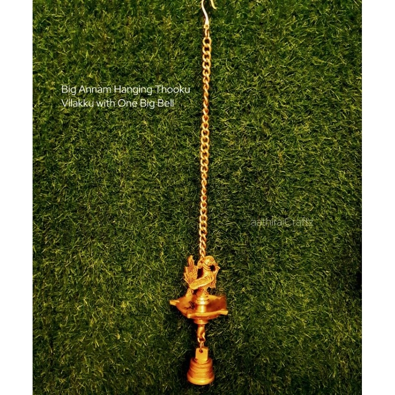 Golden Grand Masterpiece Big Annam Hanging Thooku Vilakku with One Big ...