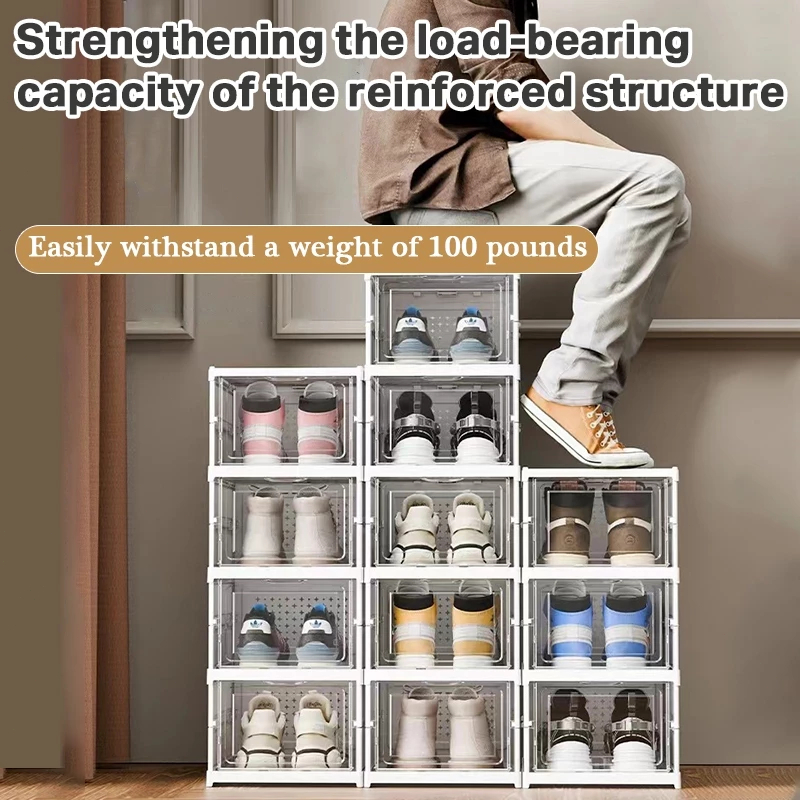 【Installation-Free】Foldable ShoeRack Folding Shoe Cabinet Transparent ...