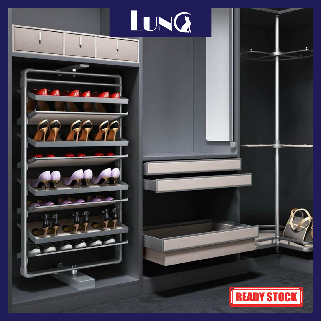 Aluminium shoe rack multi-layer rotating shoe cabinet, 360 degree ...