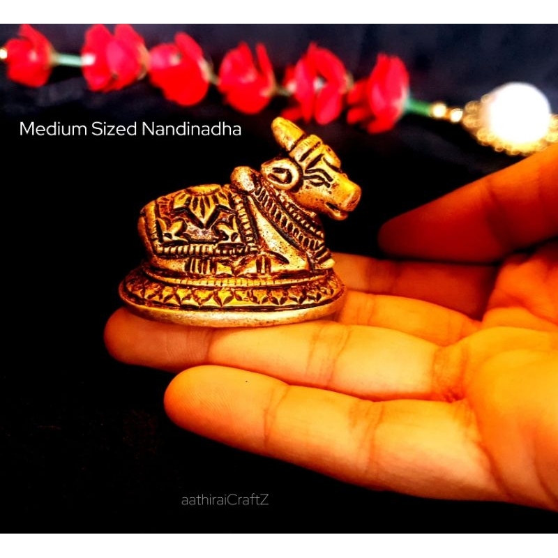 Medium Sized Nandinadha/ Nandhi Bhagavan Brass Antique Finish Medium ...