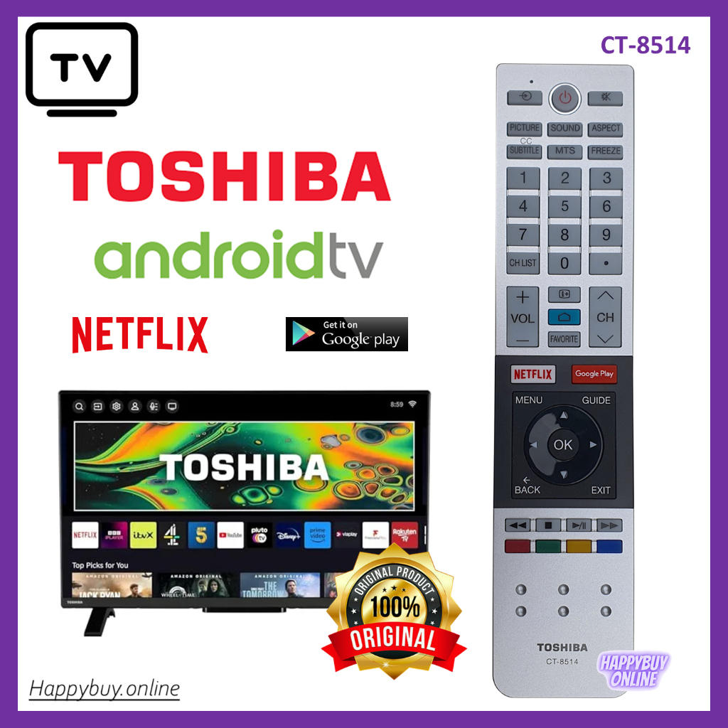 Toshiba Original Android Smart TV Remote Control CT-8514 Toshiba Google ...