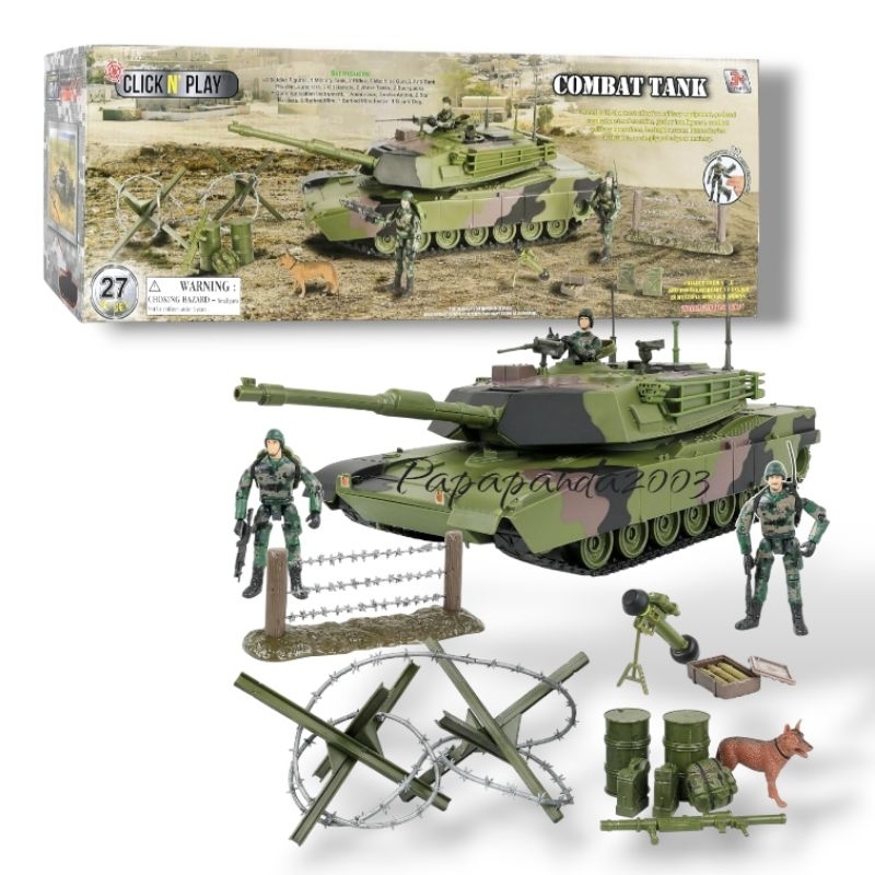 Click N Play Combat Tank (M1A1 Abrams Type) 1:18 3.75" Inch Scale for ...