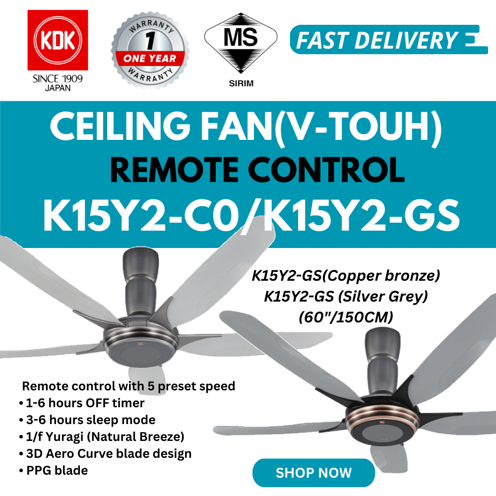 KDK CEILING FAN K15Y2 60" V-TOUCH SERIES 5 SPEED AC MOTOR WITH REMOTE ...